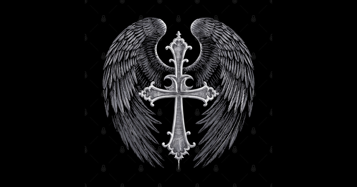 Gothic Cross with Wings - Gothic - Gothic Cross - Sticker | TeePublic