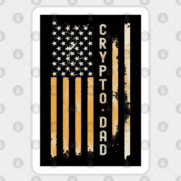 Vintage Crypto Dad Gold Flag - Dogecoin Crypto - Sticker | TeePublic