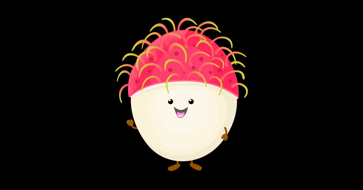 Cute pink happy rambutan cartoon character illustration - Rambutan ...