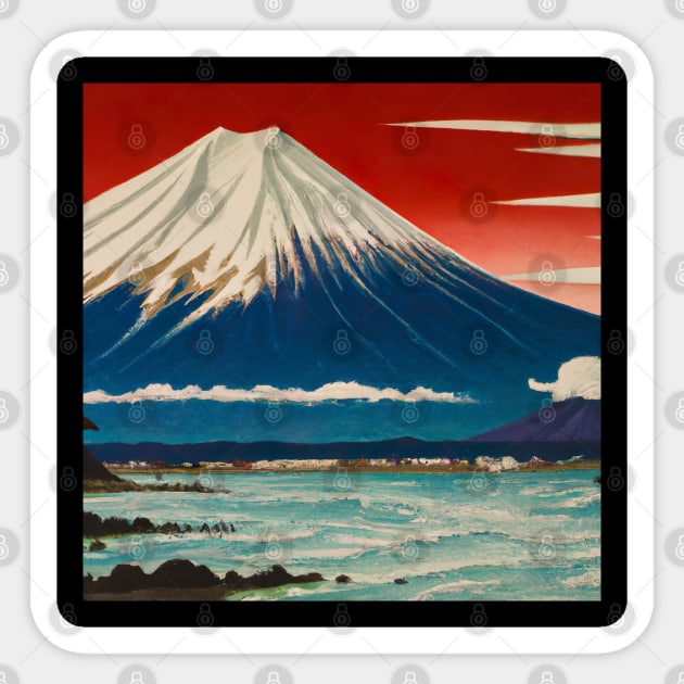 Mount Fuji inspired by Hokusai's works - Mount Fuji - Sticker | TeePublic