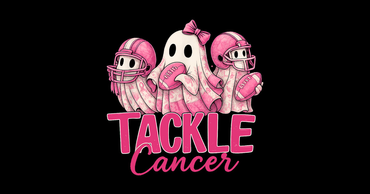 Spooky Preppy Tackle Breast Cancer Tackle Cancer Football T-Shirt ...