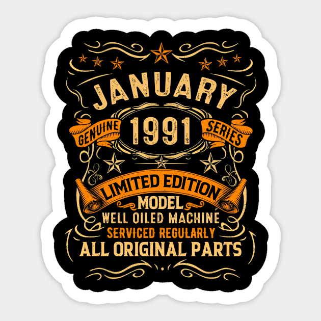 vintage 1991 birthday - Vintage 1991 Birthday - Sticker | TeePublic