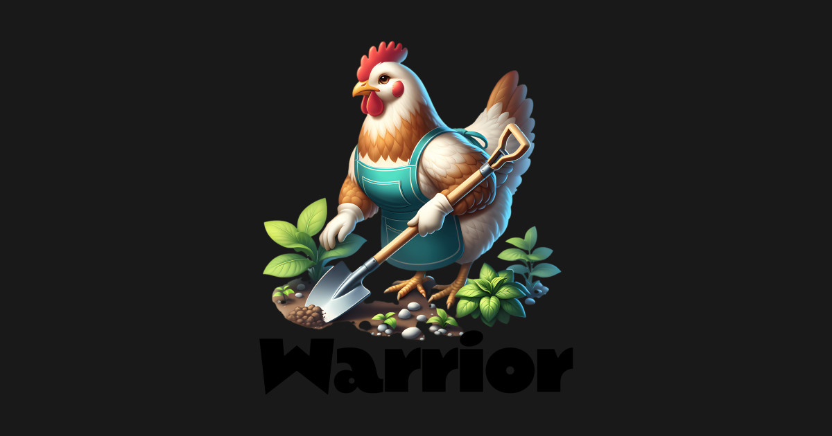 Warrior Chicken Gardening With Shovel - Warrior Chicken Gardening With ...