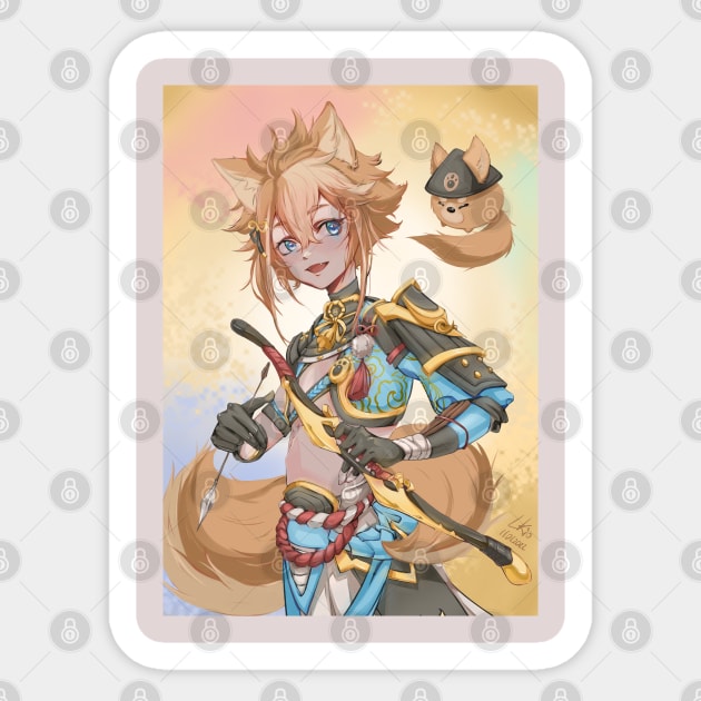 Gorou Genshin Impact fan art - Genshin Impact - Sticker | TeePublic