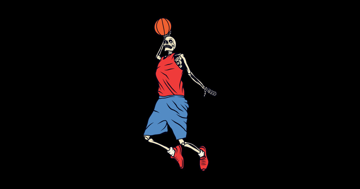 Skeleton Basketball Player Dunking - Skeleton Basketball - Sticker ...