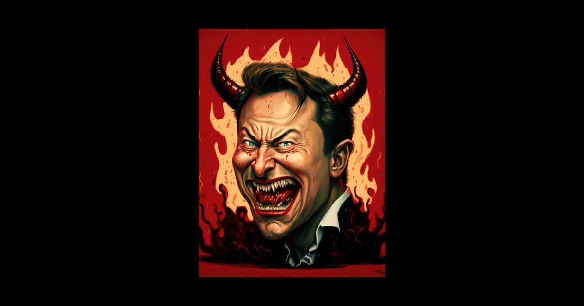 Elon musk the Devil - Elon - Sticker | TeePublic