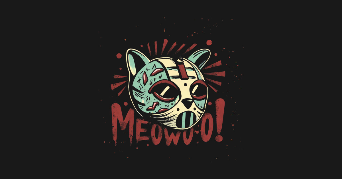 Cat Wearing Jason Facemask In 13th Friday Vintage Style - Jason ...