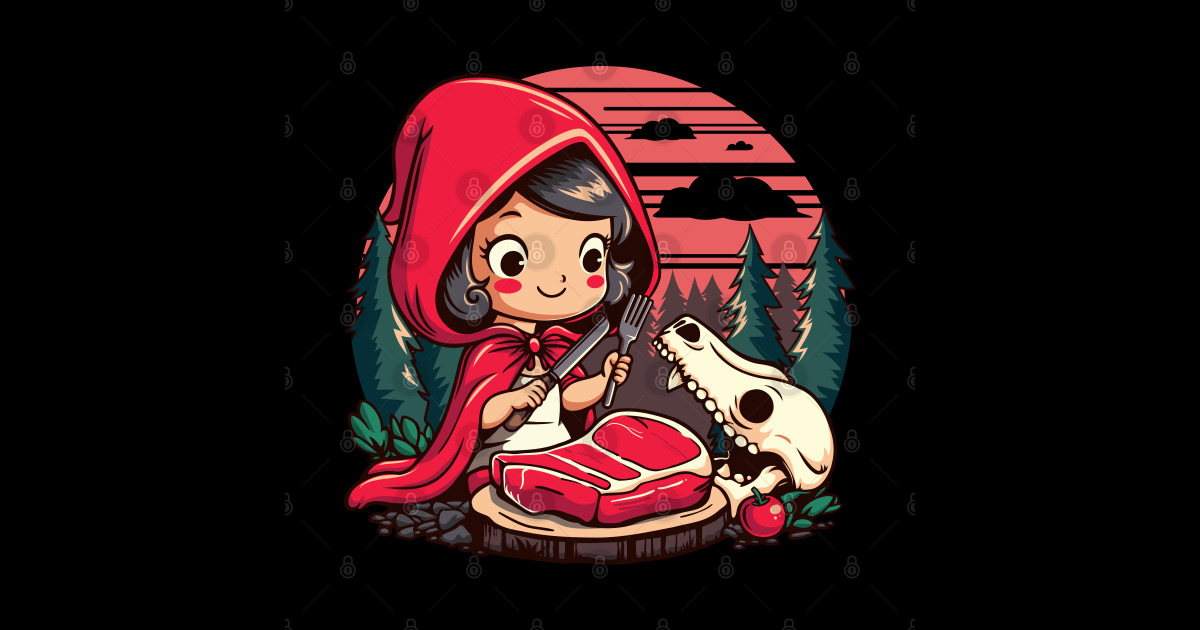 Little Red Riding Hood, Dinner is Served - Halloween - Sticker | TeePublic