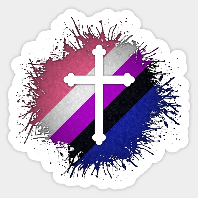 Paint Splatter Gender Fluid Pride Flag Cross Symbol - Gender Fluid ...