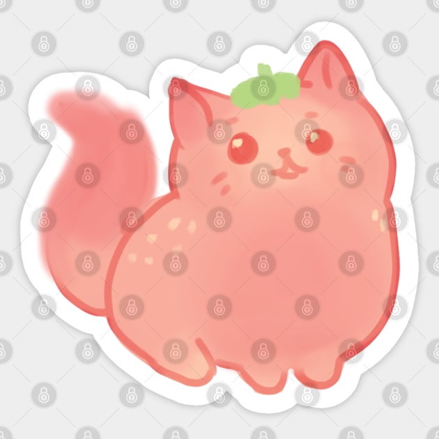 strawberry arson cat (no text) - Cat - Sticker | TeePublic