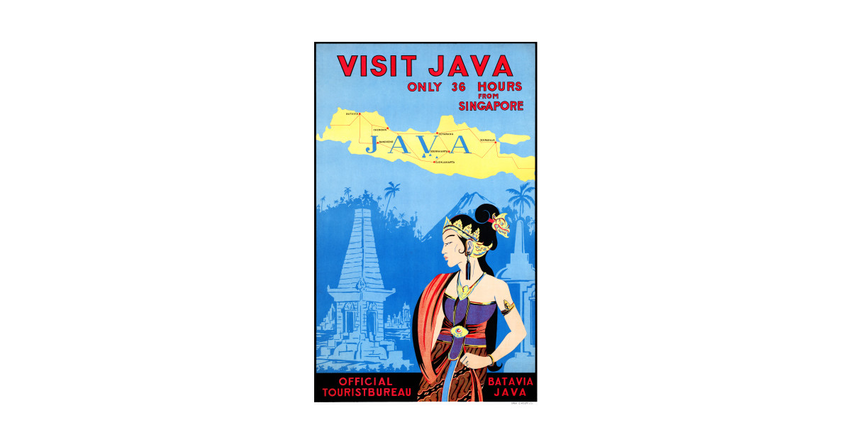 Vintage Travel Poster Indonesia Java Batavia - Indonesia - T-Shirt ...