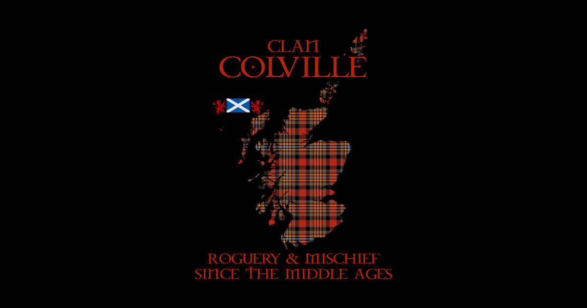 Clan Colville tartan Scotland map Saltire flag and lion rampant ...