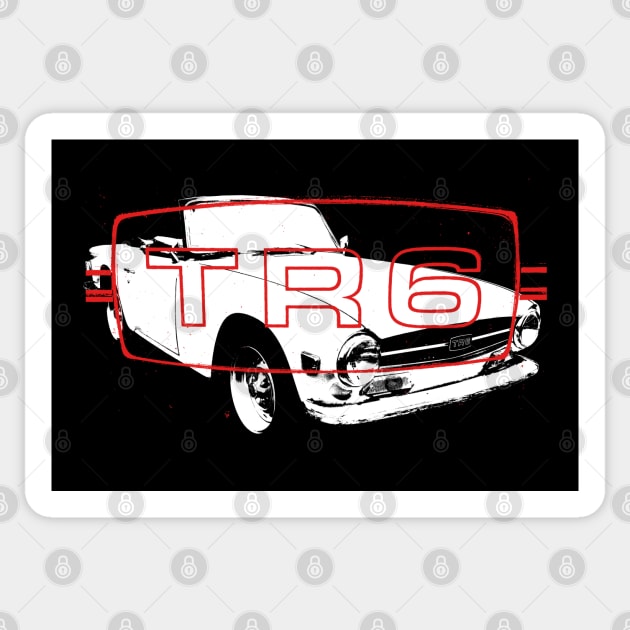 Triumph TR6 1970s classic sports car monoblock white with logo ...