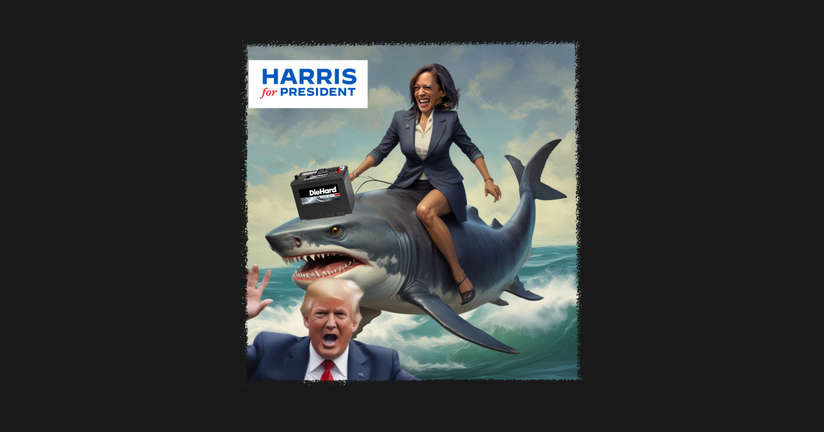 Kamala Harris Riding A Shark 2024 President, Beat Trump - Kamala Harris ...