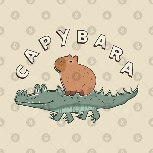 Capybara riding a crocodile - Capybara - T-Shirt | TeePublic