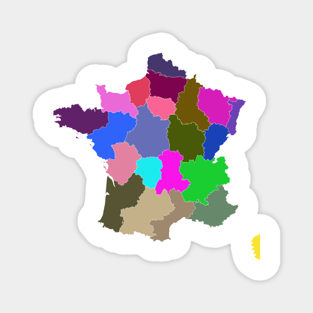 France Color Map - Travel - Magnet | TeePublic