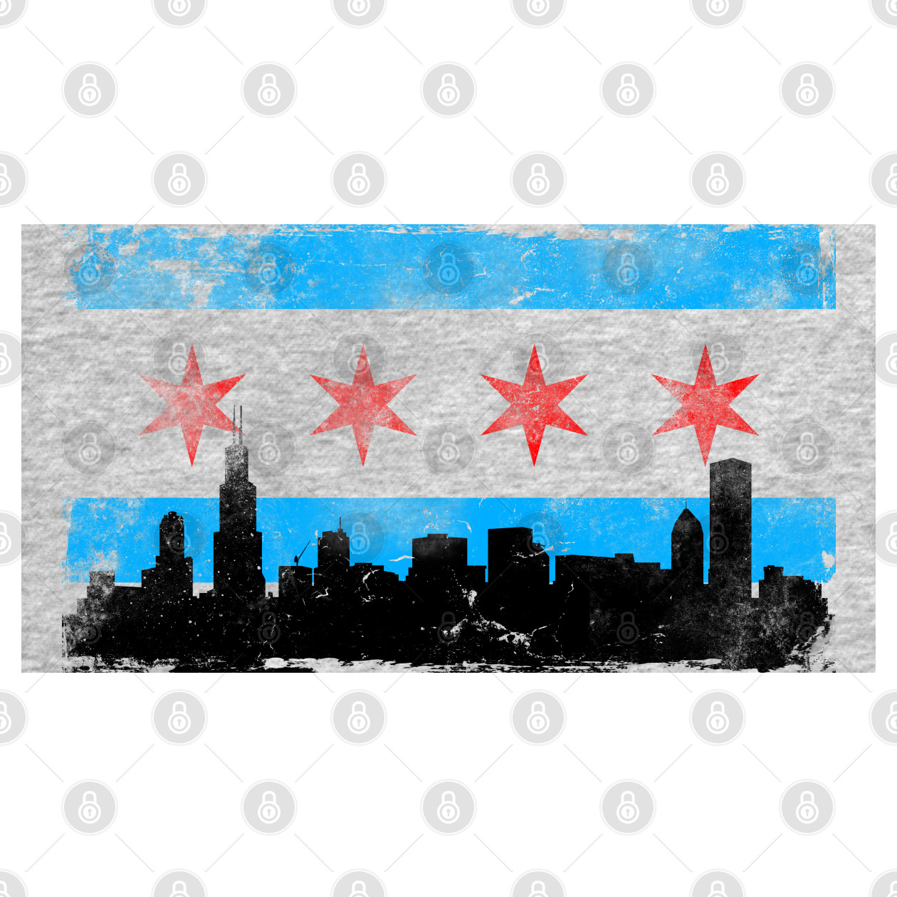Chicago Flag - Distressed - Chicago Skyline - Hoodie | TeePublic