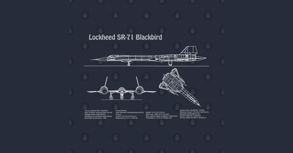 Lockheed SR-71 Blackbird - ADpng - Aircraft Drawing Illustration Blueprint Plans - Sr 71 - T ...