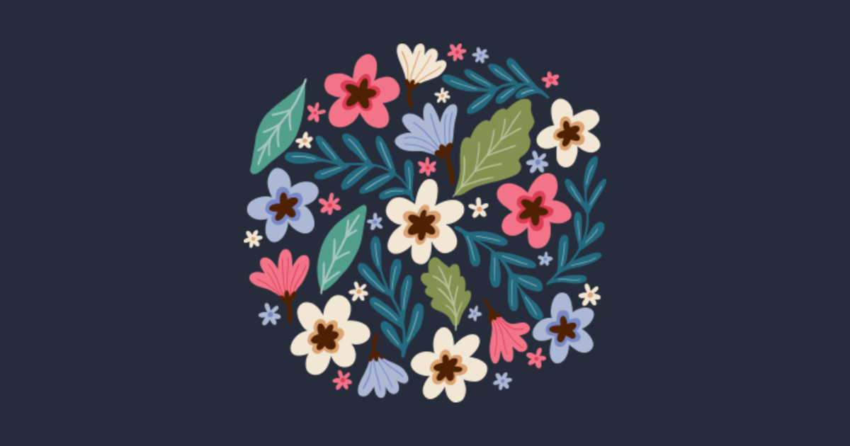 Summer bloom - dark blue - Dark Flowers - T-Shirt | TeePublic