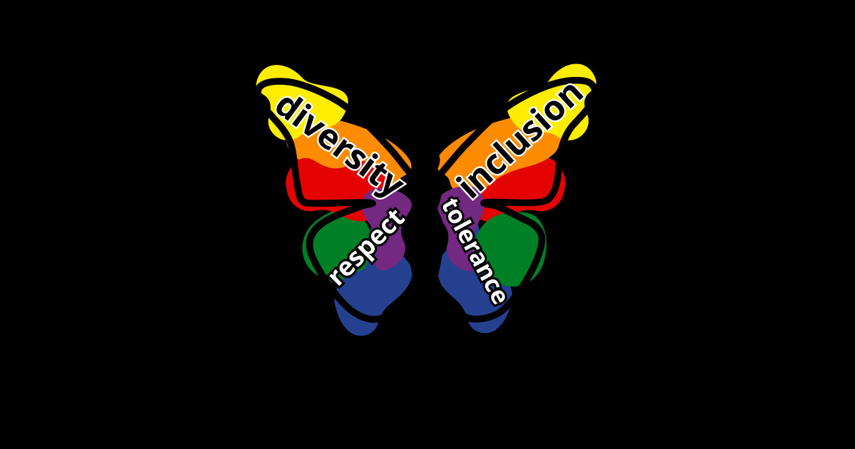 Pride colors butterfly - diversity, inclusion, respect, tolerance ...