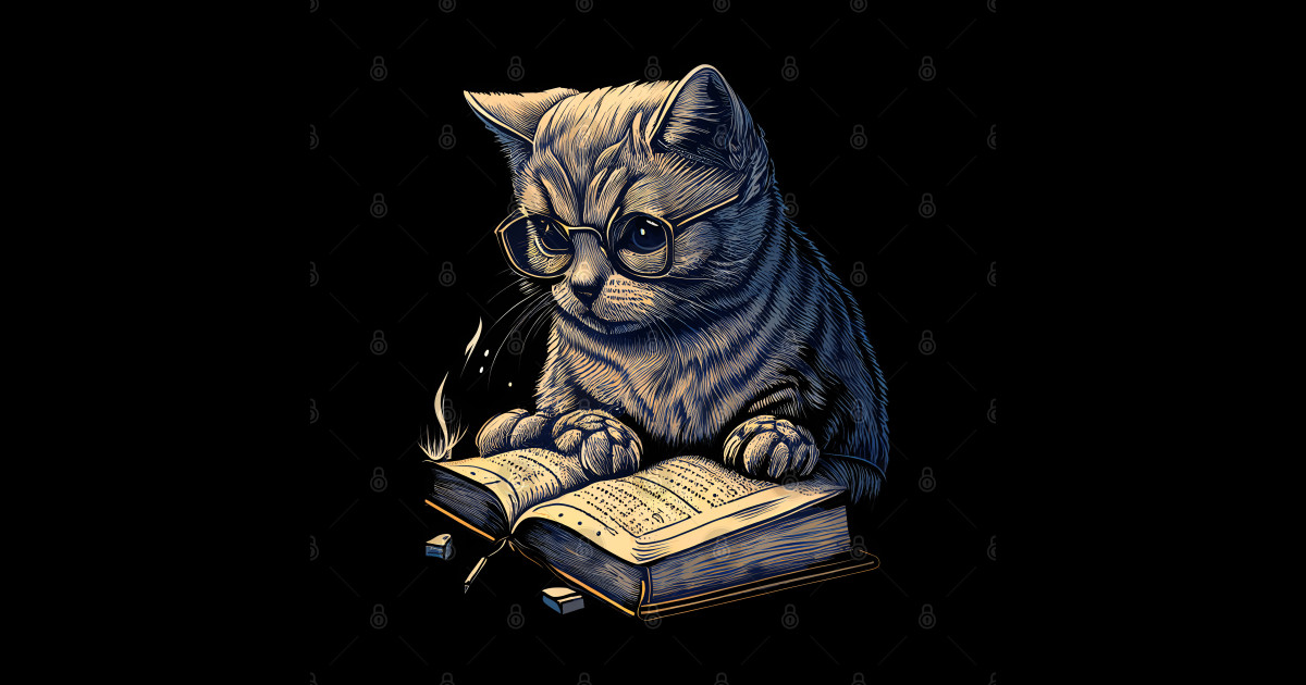 Book Worm Cat - Book Worm - Sticker | TeePublic