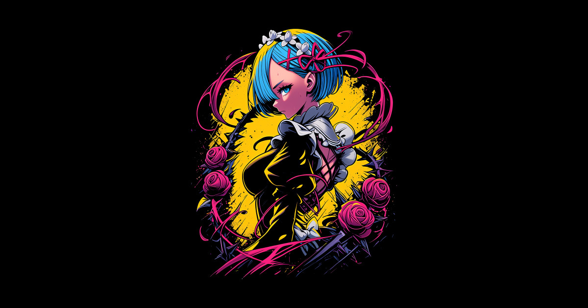 Rem Re:Zero Summer Beach Outfit Anime Fanart - Rem - Posters and Art ...