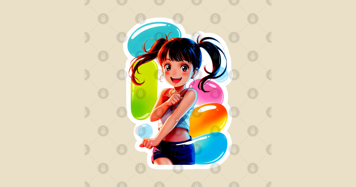 Smiling Anime Girl with Jelly Bean Background - Anime And Manga - T ...
