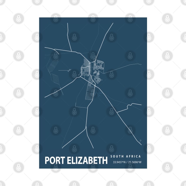 Port Elizabeth Blueprint Street Map, Port Elizabeth Colour Map Prints ...