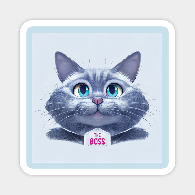 Cat Boss Funny Art - Cat Boss - Magnet | TeePublic
