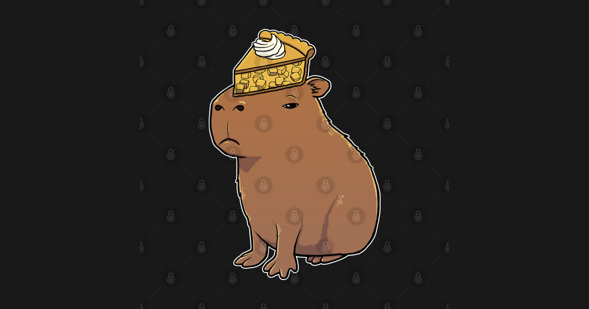 Capybara with Apple Pie on its head - Capybara - T-Shirt | TeePublic