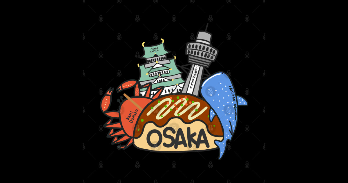 OSAKA Love Japan Osaka Logo Cute Funny Art Takoyaki - Osaka - Sticker ...
