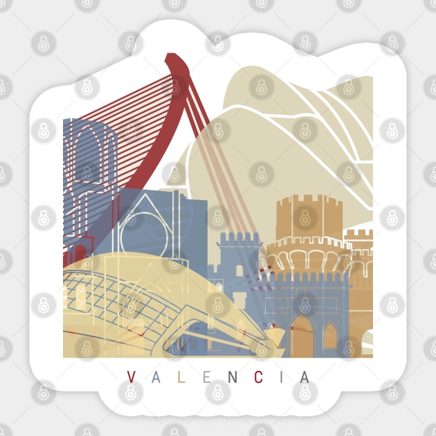 Valencia skyline poster - Skyline - Sticker | TeePublic
