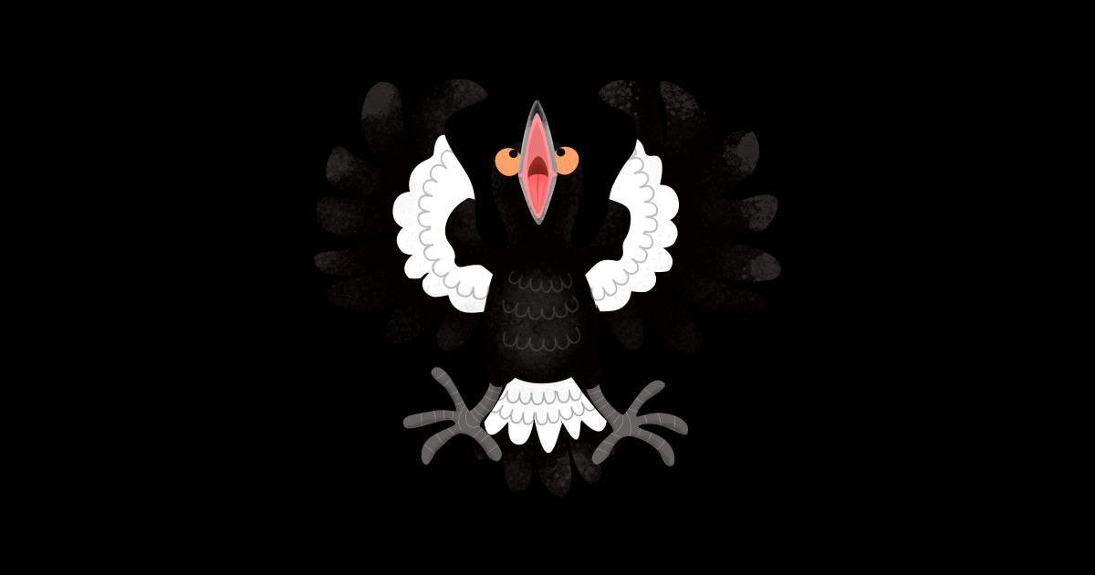 Funny Australian magpie cartoon illustration - Magpie - Sticker | TeePublic