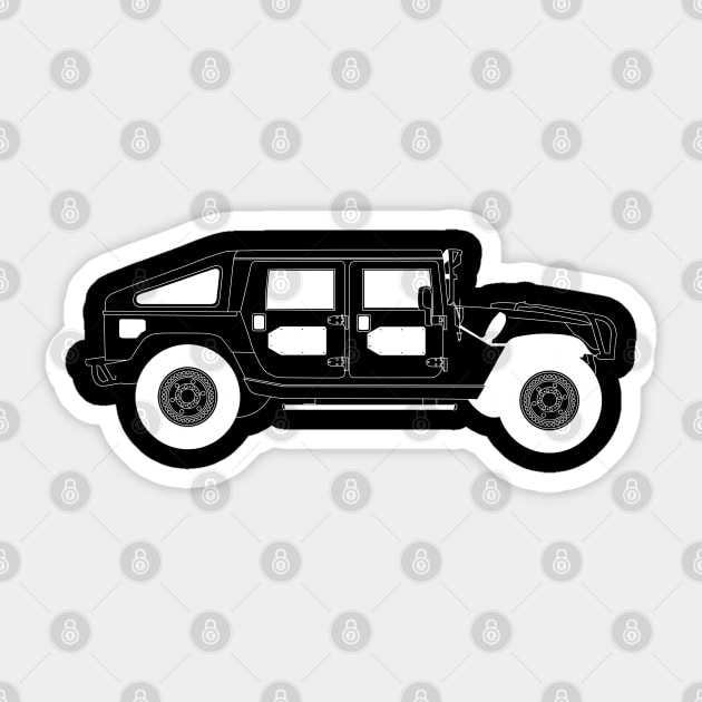 Humvee White Outline - Car - Sticker | TeePublic