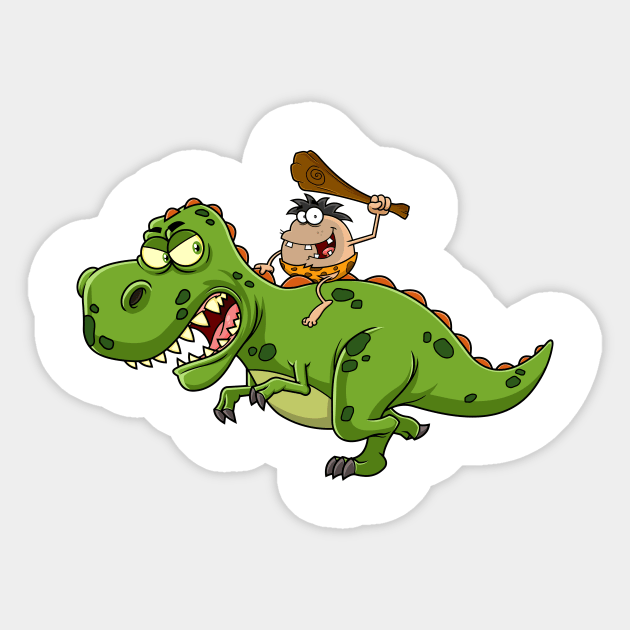 Caveman and Dinosaur - Dinosaur Lover - Sticker | TeePublic