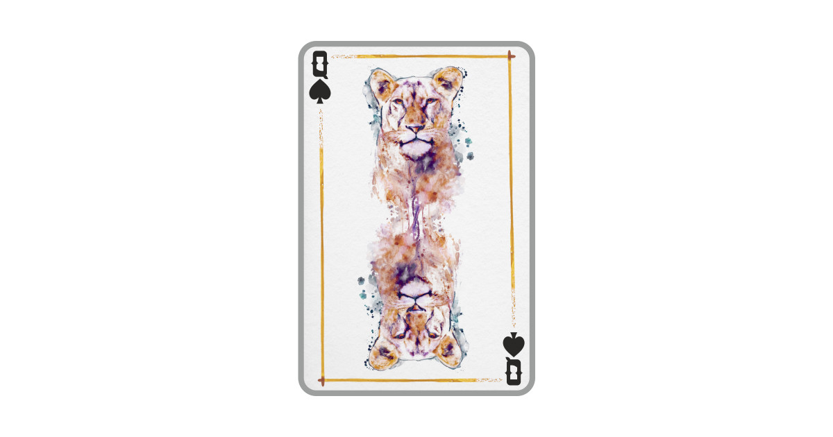 Lioness Head Queen of Spades Playing Card - Lions - T-Shirt | TeePublic