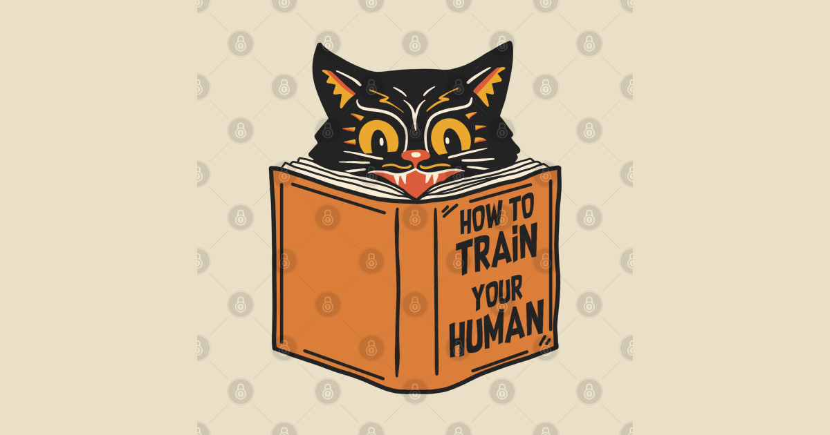 How To Train Your Human - Vintage Funny Cat - Cat - T-Shirt | TeePublic