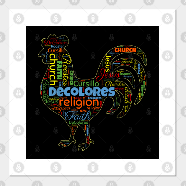 DeColores Cursillo Rooster Word Cloud - Decolores - Posters and Art ...