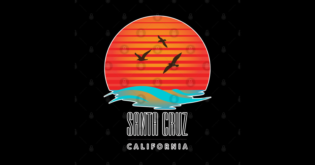 Santa Cruz Logo Sunset and Birds - Santa Cruz Logo - Sticker | TeePublic