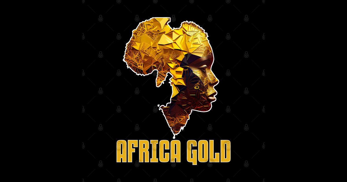 African Woman Shaped In Golden Africa Map - African Heritage - Sticker ...