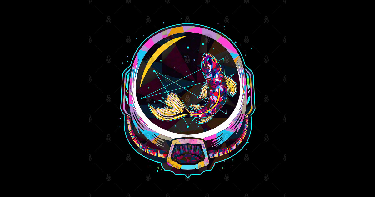 Fish space helmet - Space - Sticker | TeePublic