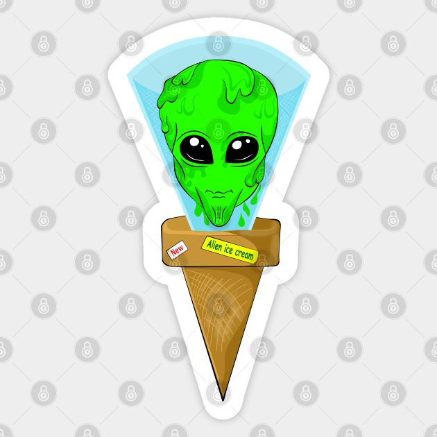 Alien Ice Cream Cone - Alien Ice Cream - Sticker | TeePublic