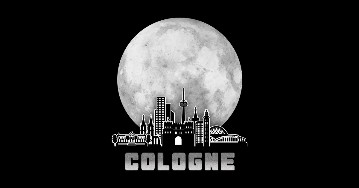 Cologne Germany Skyline Full Moon - Cologne - Sticker | TeePublic