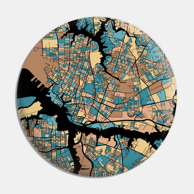 Norfolk Map Pattern in Mid Century Pastel - Norfolk Map - Pin | TeePublic