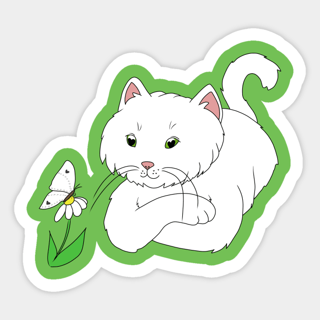 Cute White Cat - White Cat Gifts For Cat Lovers - Sticker | TeePublic