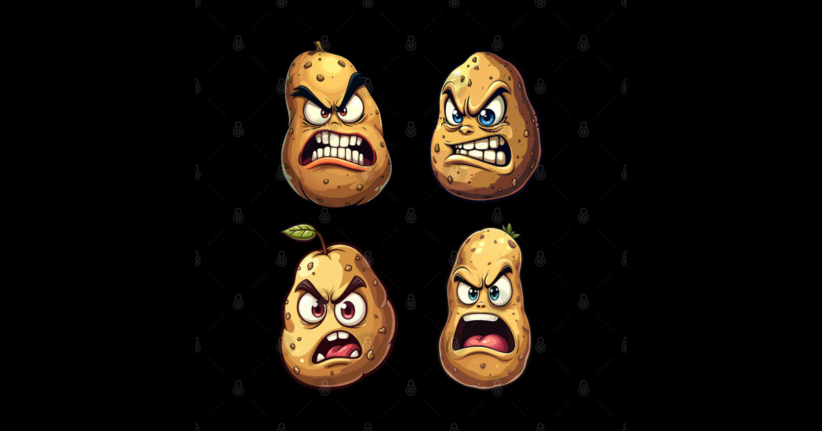 Cartoon angry potatoes - Potatoes - Sticker | TeePublic