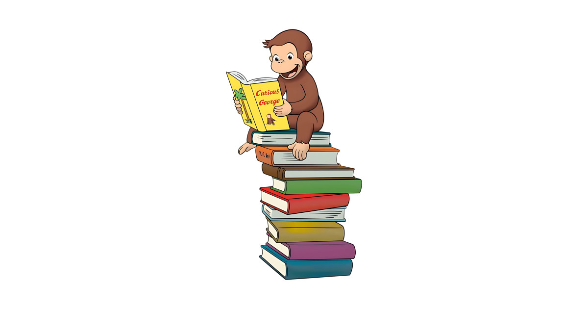 Curious George Tattoo on a Stack of Books - Curious George - T-Shirt ...