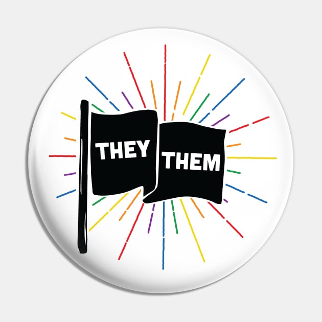 They Them Pronouns Retro Flag - They Them - Pin | TeePublic