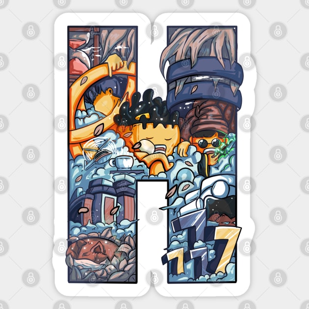 Initial Letter H doodle art - Letter H - Sticker | TeePublic