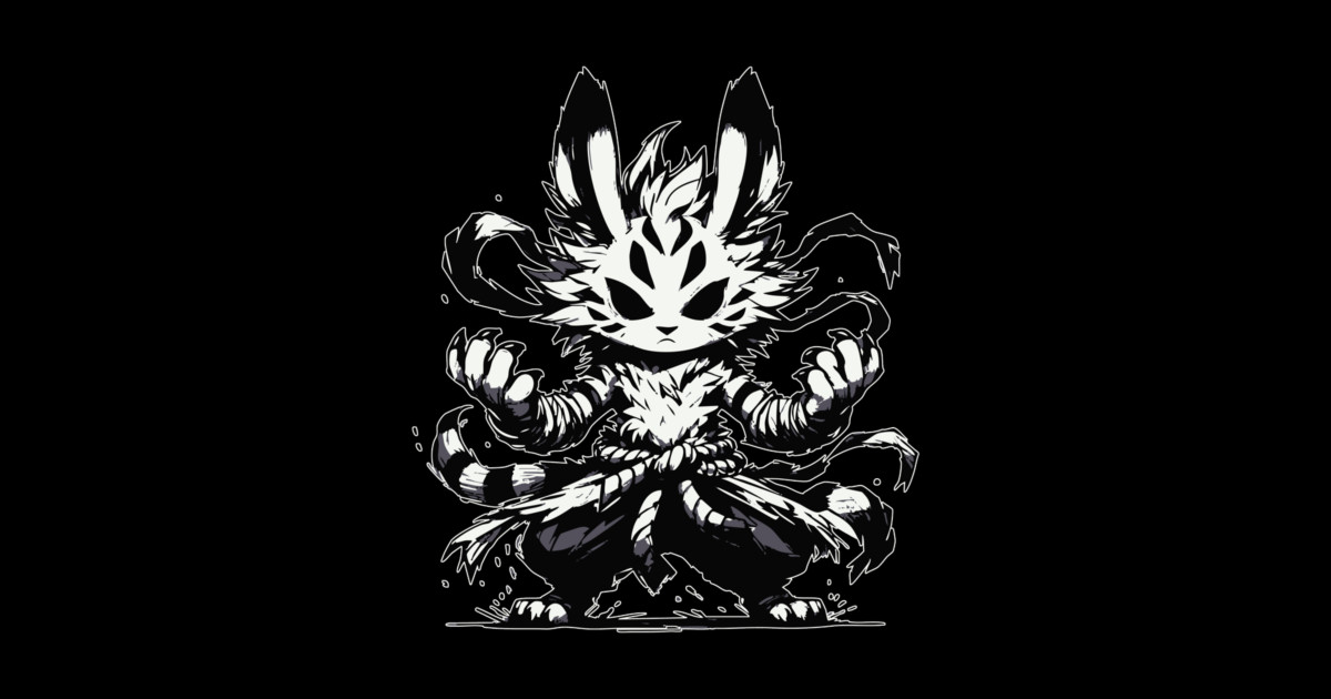 Cool Bunny Yokai Ink Monochromatic - Cool Bunny Yokai Ink Monochromatic ...